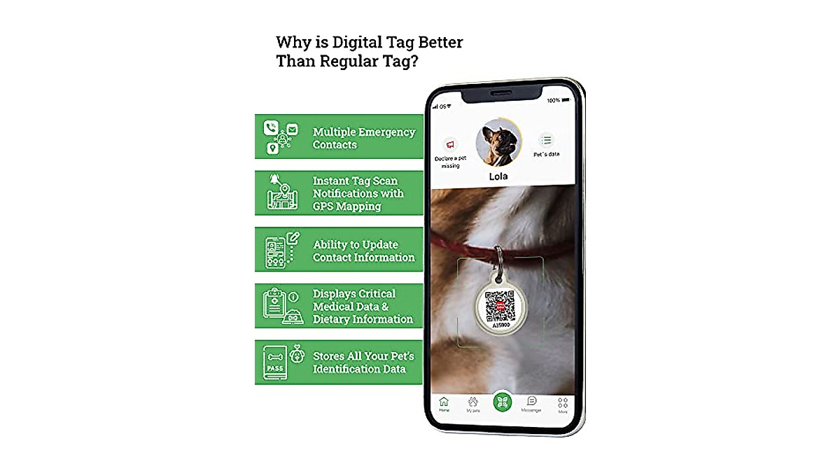 Dog Tags for Pets - Modern QR Code Pet ID Tags for Dogs & Cats