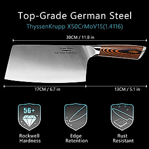 Aroma House Christmas Gift Set,7" Meat Cleaver and 4" Paring Knife