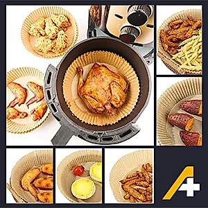 120pcs Air Fryer Disposable Oil Proof Paper Liners 7.9 inch Non-Stick Round Parchment Paper 3 to 7qt, Brown (Generic)
