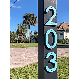 Aqua House Numbers for Mailbox Post, 4 Inches tall, plastic with stainless steel screws included (B)