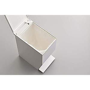 Small Sleek Sanitary Trash Can with Pedal, Rubbish Bin Receptacle Waste Disposal, for Office Home Bathroom Toilet, White
