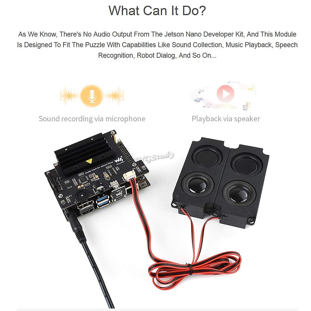 USB Audio Codec for Jetson Nano, USB Sound Card Driver-Free Plug and Play Support Recording and Playback Built-in Microphone and Speaker Header @XYGStudy