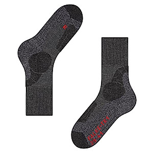 FALKE Men's TK1 Adventure Hiking Socks, Mid Calf, Thick Padding, Athletic Sock, Breathable Quick Dry, Merino Wool, Grey (Asphalt Melange 3180), 10.5-11.5, 1 Pair