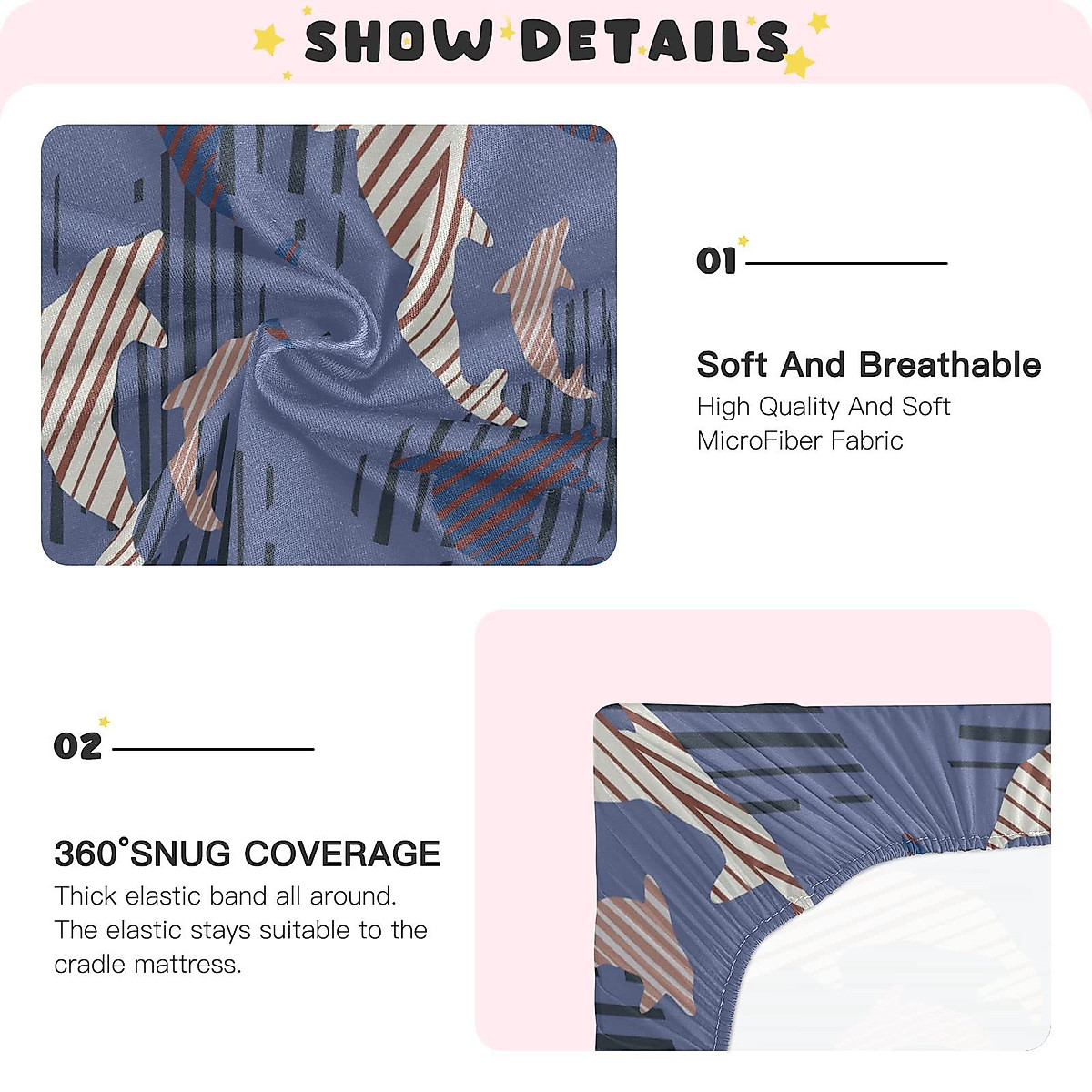 Fitted Crib Sheet for Boys Girls, Cute Dolphins Jersey Knit Baby Sheet for Standard Crib and Toddler Bed Mattresses, Cozy Soft Breathable, 28 x 52 in