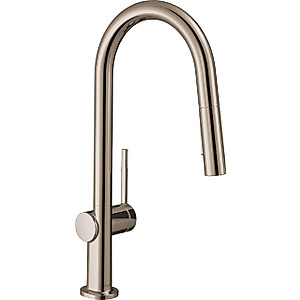 hansgrohe Talis N Brushed Nickel High Arc Kitchen Faucet, Kitchen Faucets with Pull Down Sprayer, Faucet for Kitchen Sink, Magnetic Docking Spray Head, Polished Nickel 72846831