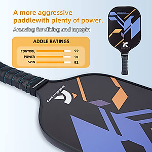 Kniobomspo Fiberglass Pickleball Paddle Set of 2-11mm Thickness with TPU Edge, Non-Slip Handle, and PP Honeycomb Core