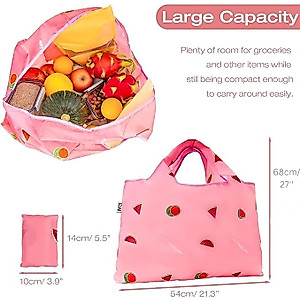 M&Sl Set of 4 Reusable Grocery Bags - Washable, Foldable, Packable Tote bags with Large Handles. Heavy Duty- Eco-Friendly Shopping Bags.