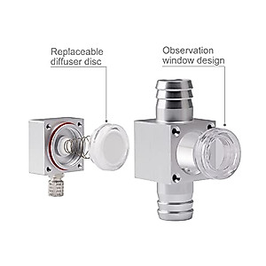 Clscea External Inline CO2 Diffuser Atomizer Aluminum Alloy for Planted Aquarium 16 mm