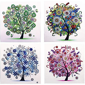 NEILDEN New 4Pack 5D Diamond Painting Kit, DIY Diamond Number Rhinestone Painting Kits for Adults and Children Embroidery Diamond Arts Craft Home Decor 11.811.8inch