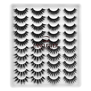 Lanflower Fake Eyelashes Natural Look Dramatic 3D Lashes Pack Faux Mink 20 Pairs 4 Styles