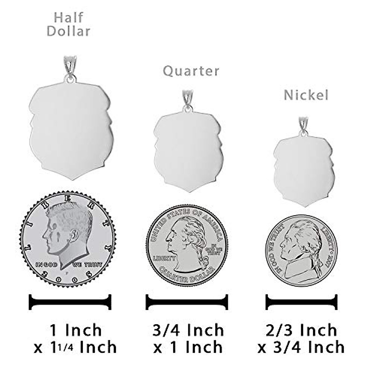 PicturesOnGold.com Saint Michael Personalized Police Badge with Department & Badge Number in Solid 14k Yellow Gold, 14k White Gold or Sterling Silver (2/3 x 3/4 Inch, 14k Yellow Gold)