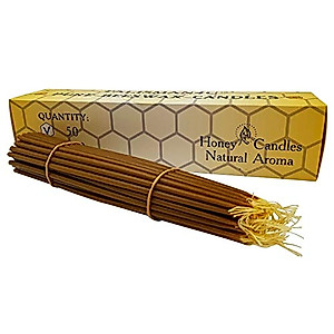 50 Natural Pure Beeswax Taper Candles 9 Inch Tall Church Jerusalem Holy Land Honey Scented Candle