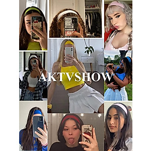 AKTVSHOW Headbands for Short Hair - Elastic Non-Slip Workout Sports Yoga Head Bands, Wide Thick Sweat Hair Wraps for Girls, 12 Pack