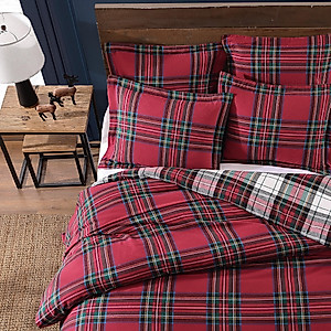 Levtex Home - Spencer Plaid Duvet Cover Set - King Duvet Cover + Two King Pillow Cases - Tartan Plaid - Red, Green, White, Blue, Gold - Duvet Cover (106 x 94in.) and Pillow Case (36 x 20in.) - Cotton