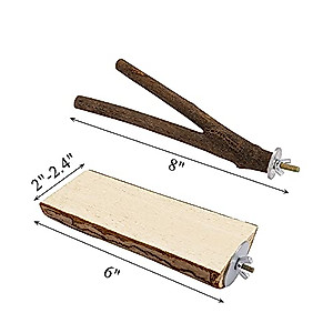 Mogoko Natural Wood Bird Perch Stand, Hanging Multi Branch Perch for Parrots, Parakeets Cockatiels, Conures, Macaws, Love Birds, Finches (Style 5)