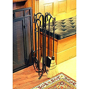 Minuteman International Shepherd's Hook I, 26-in 5-Piece Fireplace Tool Set,WR-21-26,Black