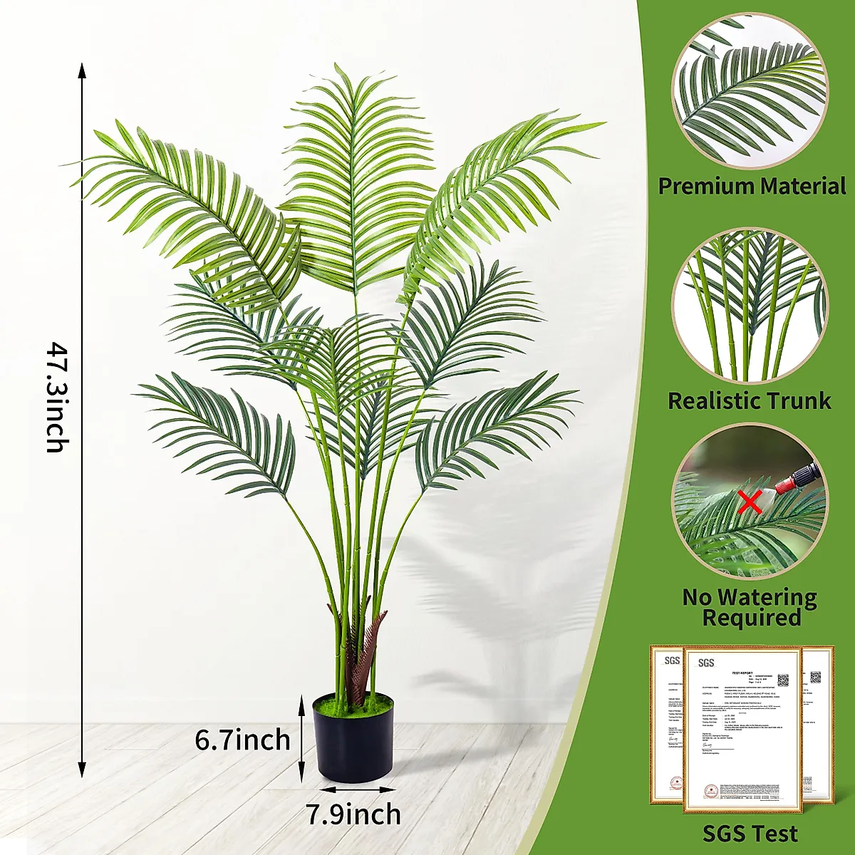 Aphighjoy 4FT Artificial Areca Palm Plant with Natural Trunks & Real Touch Leaves,Fake Palm Tree with Stable Pot, Faux Plant for Indoor Outdoor Modern Decor Housewarming Gift (4 Ft - 1 Pack)