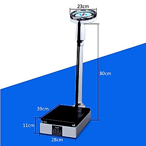 Mechanical Bathroom Scale, Health Medical Scale, 2-in-1 Height and Weight Scale, Oversized Dial, 160kg/190cm Adjustable Aluminum Rod