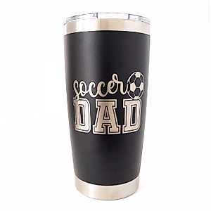 20 oz Soccer Dad Coffee Travel mug with lid (Black), Insulated Tumbler, Soccer Gifts for Men, Stainless Steel Coffee Mug