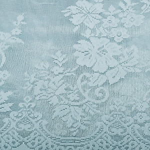 Molaxhome Kitchen Window Valance Lace Curtains, 102x16inch Floral Sheer Rod Pocket Curtain Valance for Dinning Bath Room(2pcs Blue 51x16)