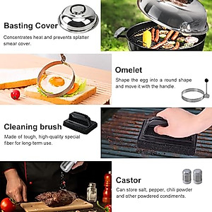 CEWOR 19pcs Flat Top Grill Accessories, Griddle Accessories Kit for Blackstone and Camp Chef, Professional Grilling Accessories, Grill Spatula Set with Enlarged Spatulas, Basting Cover for BBQ