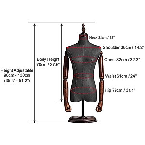 Tailors Dummy Mannequins Female Mannequin Counter Top Half Body, Woman's Half Body Torso with Stand, Female T-Shirts/Underwear/Skirt/Wedding Gown Dressform Mannequin