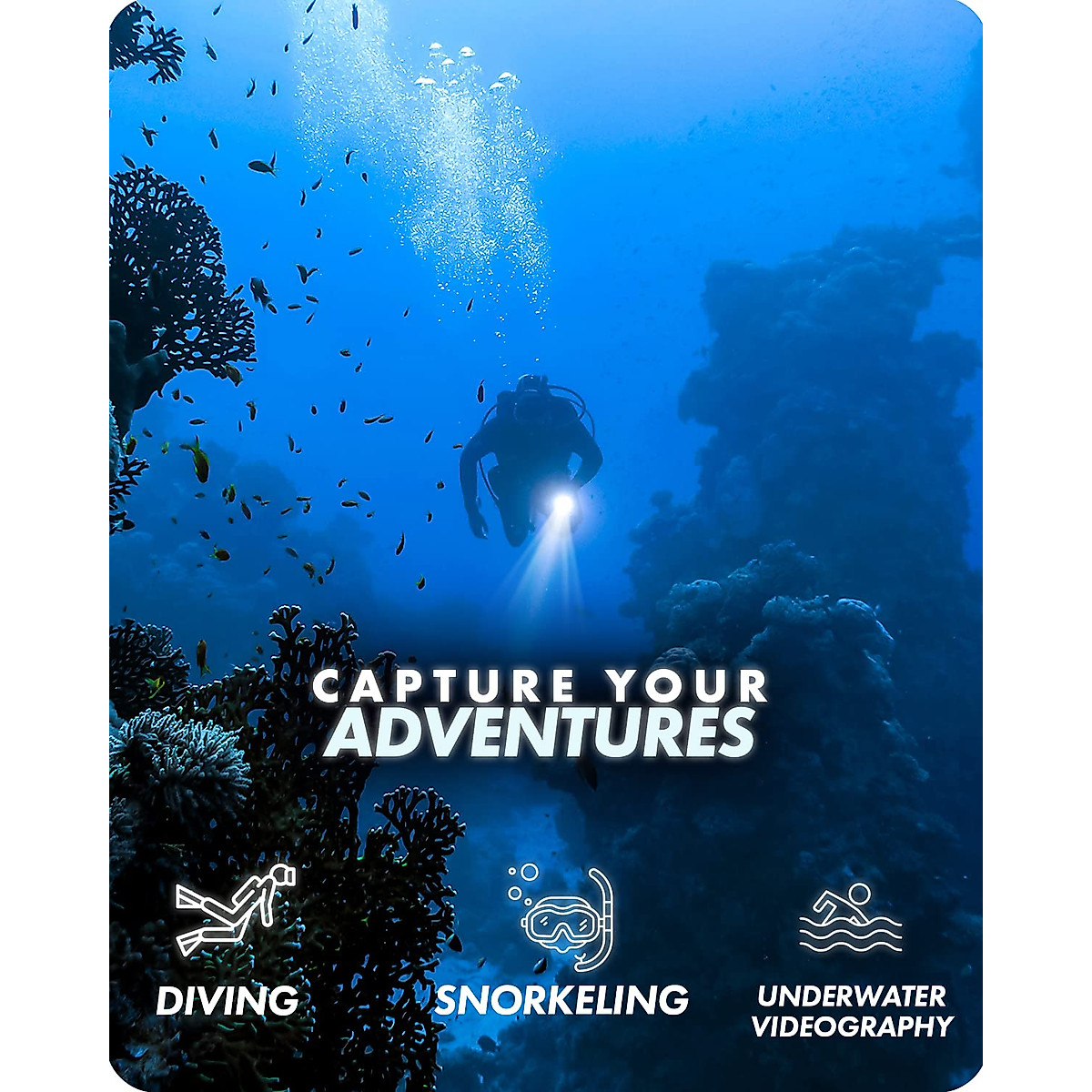 Movo DiveRig2 XL Diving Rig Bundle with Waterproof LED Light - Compatible with GoPro HERO, HERO5, HERO6, HERO7, HERO8, HERO9, HERO10 and Waterproof Action Cam - Scuba Accessories for Underwater Camera