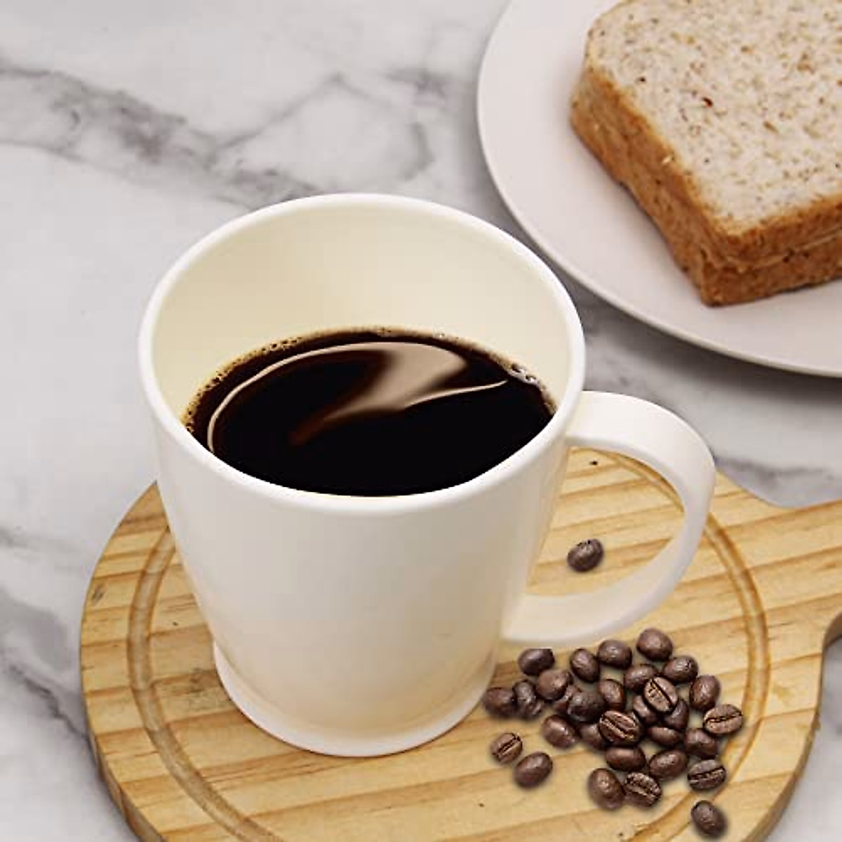 JGIRL coffee cup 6-piece set, plastic coffee cup set, 10 oz non-breakable plastic coffee cup, with handle, BPA-free, 3colors, reusable plastic cup (dishwasher safe)