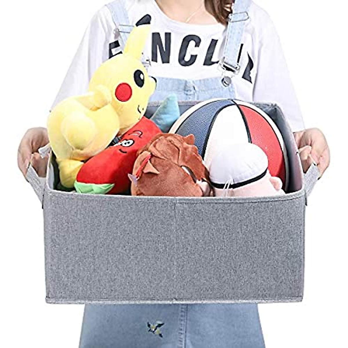 Linen Collapsible Storage Box with lid, 2-Pack, Storage Box with Carrying Handle and Study Thick Cardboard, Suitable for Toys, Shoes, Books, Clothes, Nursery, Lights Gray