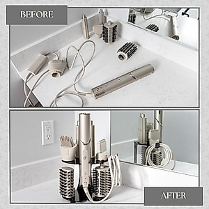 Truvalent Blow Dryer Accessory Holder - Compatible With Shark FlexStyle - Wall Mounted or Countertop Bathroom Organizer for Hair Dryer Attachments