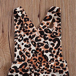 Kid Toddler Baby Girl Spring Summer Sleeveless Backless Romper One Piece Leopard Printed Jumpsuit Bell-Bottomed Flare Pants
