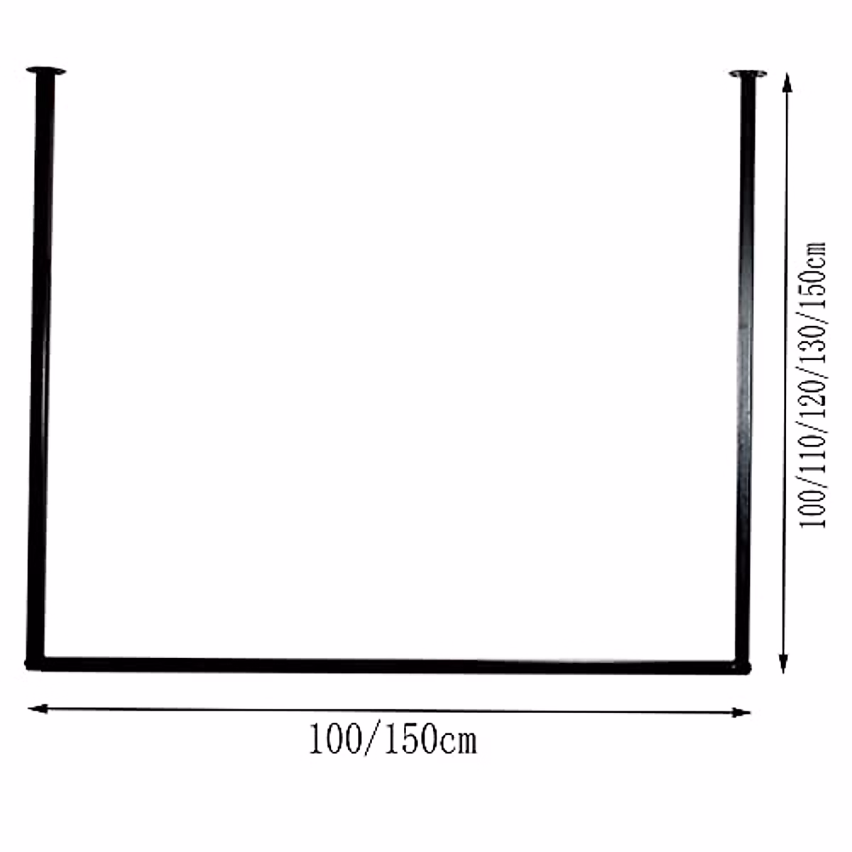 Wall-Mounted Heavy-Duty Clothes Rails, Metal Clothing Display Racks, Suspended Commercial Ceiling Hangers, Ceiling-Mounted Hangers/Black / 100cm×100cm