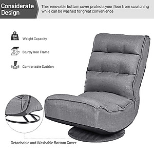 Giantex 360 Degree Swivel Gaming Chair, 6 Position Adjustable Folding Floor Chair, 300lb Spring Support, Comfortable Padded Backrest, Lazy Sofa Chair Game Rocker for Teens Adults