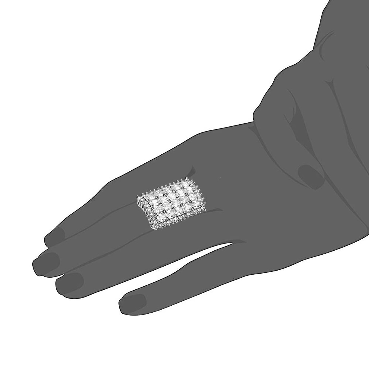 Delicin Cubic Zirconia Rectangle Brilliant Engagement Ring