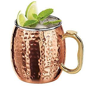 Oggi Moscow Hammered Copper Plated Mule Mug with EZ-Grip Handle, 20-Ounce, (9006)