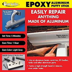 STAR BRITE Waterproof Epoxy Aluminum Putty Stick - Quick & Permanent Repairs for Boats, RVs, Outdrives, Tanks and More - Works Underwater, Easy to Use, Bonds Fast - 4 OZ (087004)