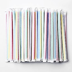 ALINK 1000 Count Assorted Colored Plastic Disposable Drinking Straws, Individually Wrapped Straight Party Straws - 7.75" x 0.23"