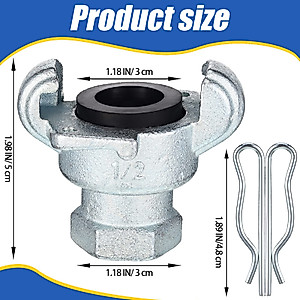 Therwen 4 Sets NPT Iron Air Hose Fitting 2 Lug Universal Coupling Chicago Fitting for Female and Male End(1/2'', Female End)