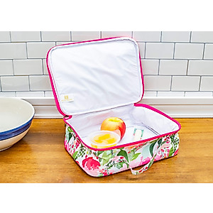 Mary Square Charlotte Floral Peony Water Resistant Soft Cooler Insulated Lunch Bag Tote