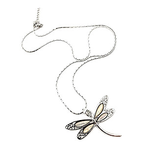 Smiling Wisdom - Happy Birthday Greeting Card Dragonfly Necklace Gift Set - Teen Women (White Abalone Dragonfly)