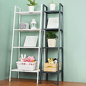 KWOKING Scandinavian Open Ladder Bookshelf Metal Bookcase Nordic Wrought Iron Trapezoidal Storage Rack Bookshelf Floor-to-Ceiling Multi-Layer Balcony Flower Rack Black 13.8" L x 13.8" W x 57.9" H