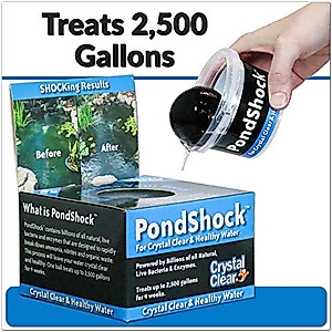 CrystalClear PondShock Ball, Natural Enzymes & Live Bacteria, Freshwater Clarifier Shock Treatment, Muck & Sludge Remover for Small Pond & Outdoor Water Garden Ponds, Koi Fish & Aquatic Plants Safe