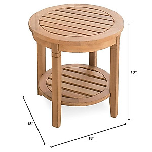 Cambridge Casual Superior Indonesian Teak Arie Outdoor Round Side Table, Natural Teak