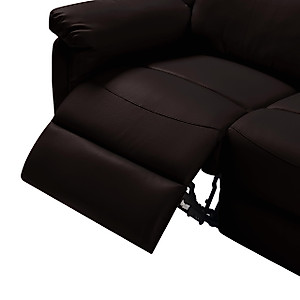 Lepfun 110.2'' Faux Leather Sectional, Manual Reclining 2 Cup Holders & Sorage Ottoman, L-Shaped Corner 5 Seaters Sofa Couch for Living Room, Apartment, Office, Brown