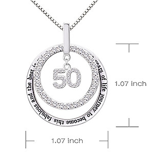 ALOV Jewelry Sterling Silver 50th Birthday It Took 50 Years of Life Journey to Become This Fabulous and the Best is Yet to Come Cubic Zirconia Pendant Necklace