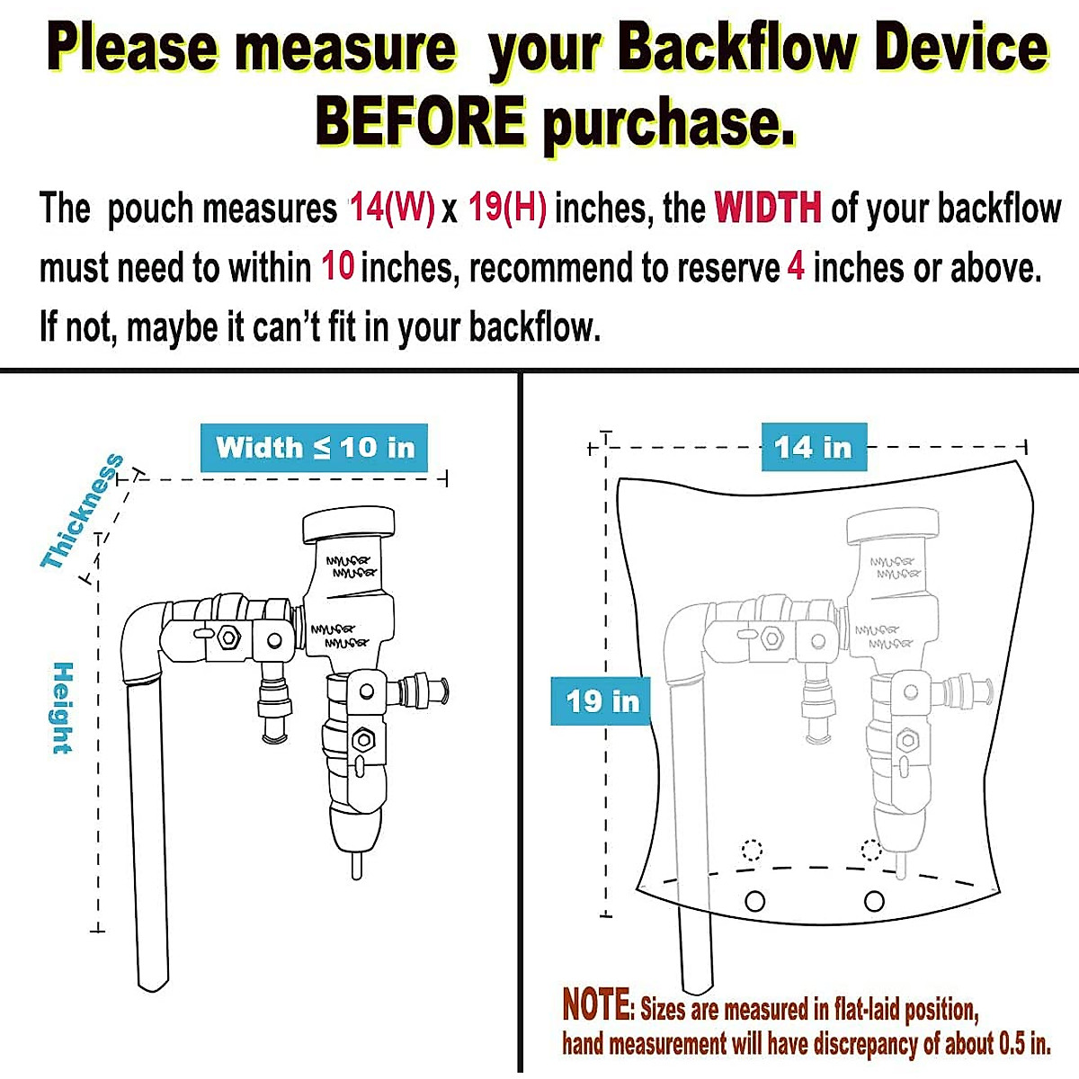 ArtiGifts Insulated Pouch - Backflow Insulation Cover for Winter Freeze Protection, Pale Khaki, 14’’W x 19’’H - Measure Before Purchase