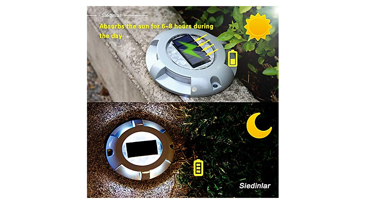SIEDiNLAR Solar Deck Lights - Waterproof Driveway Path LED 4Pk