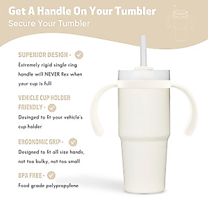 Tumbler Handles Compatible with Stanley 14oz Quencher H2.0 FlowState Tumbler, Stanley Cup Accessories 14 oz, Stanley Tumbler Handle Attachment, Anti Slip,Improved Grip, Pack of 2 (Cream)