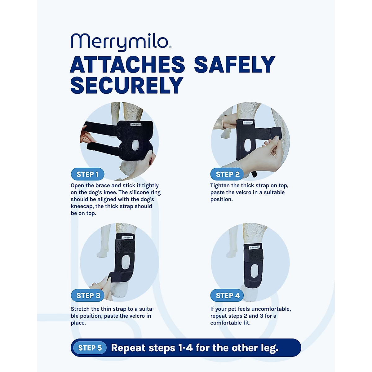 MerryMilo Dog Leg Brace for Rear Hock & Ankle, Canine Hind Leg Joint Compression Wrap for Torn ACL & CCL, Injury and Sprain Protection, Wound Care and Loss of Stability 1 Pair, Size: Large