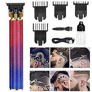 candyfouse Hair Clippers for Men,Cordless Rechargeable Hair Trimmer Metal Body Cutting Grooming Kit Beard Shaver Barbershop Professional (Rainbow)